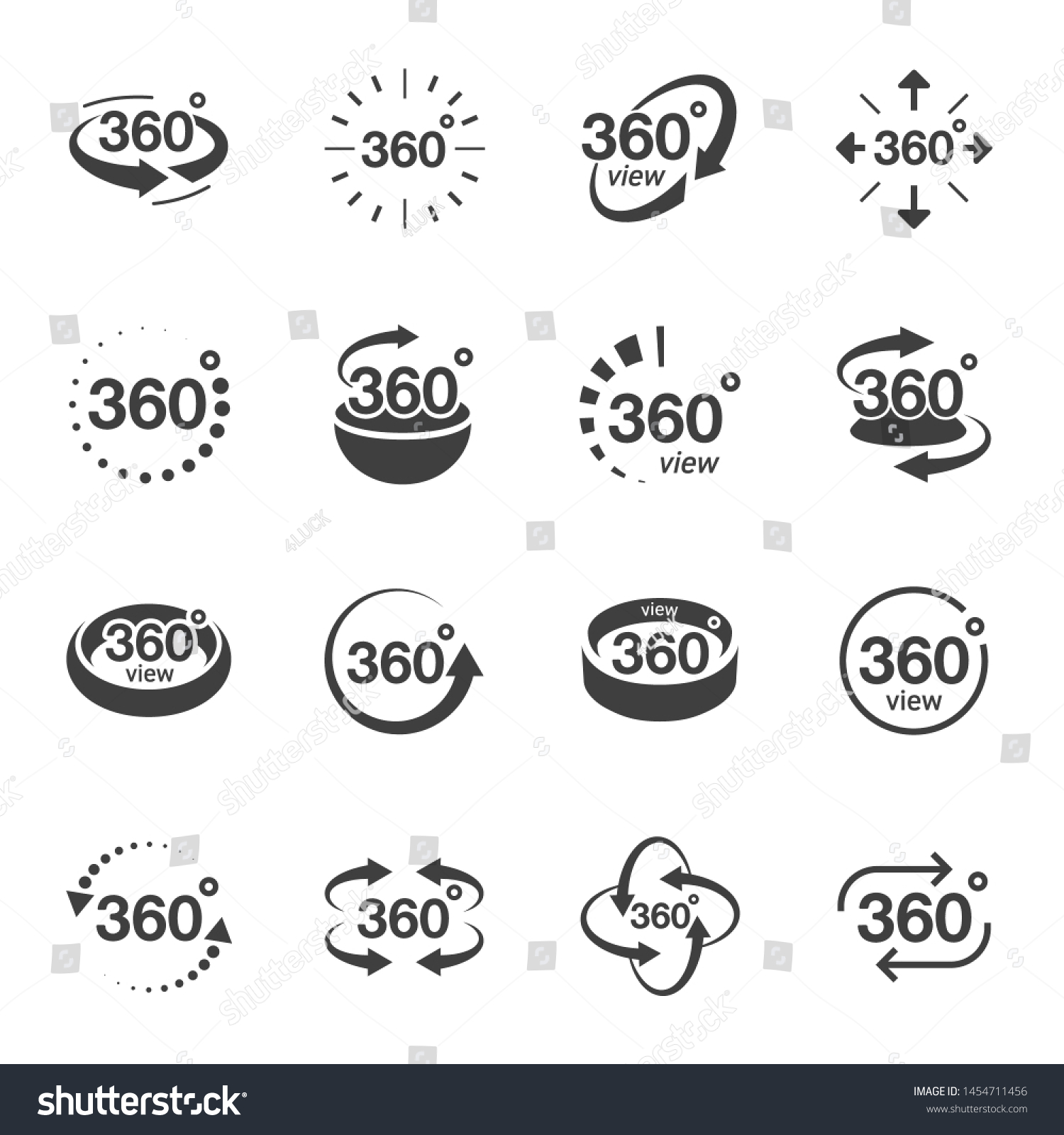 360 View Degree Rotation Vector Icon Stock Vector (Royalty Free) 1454711456