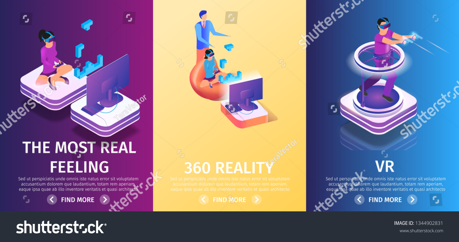 360 Virtual Augmented Reality Vertical Banners: เวกเตอร์สต็อก (ปลอดค่า ...