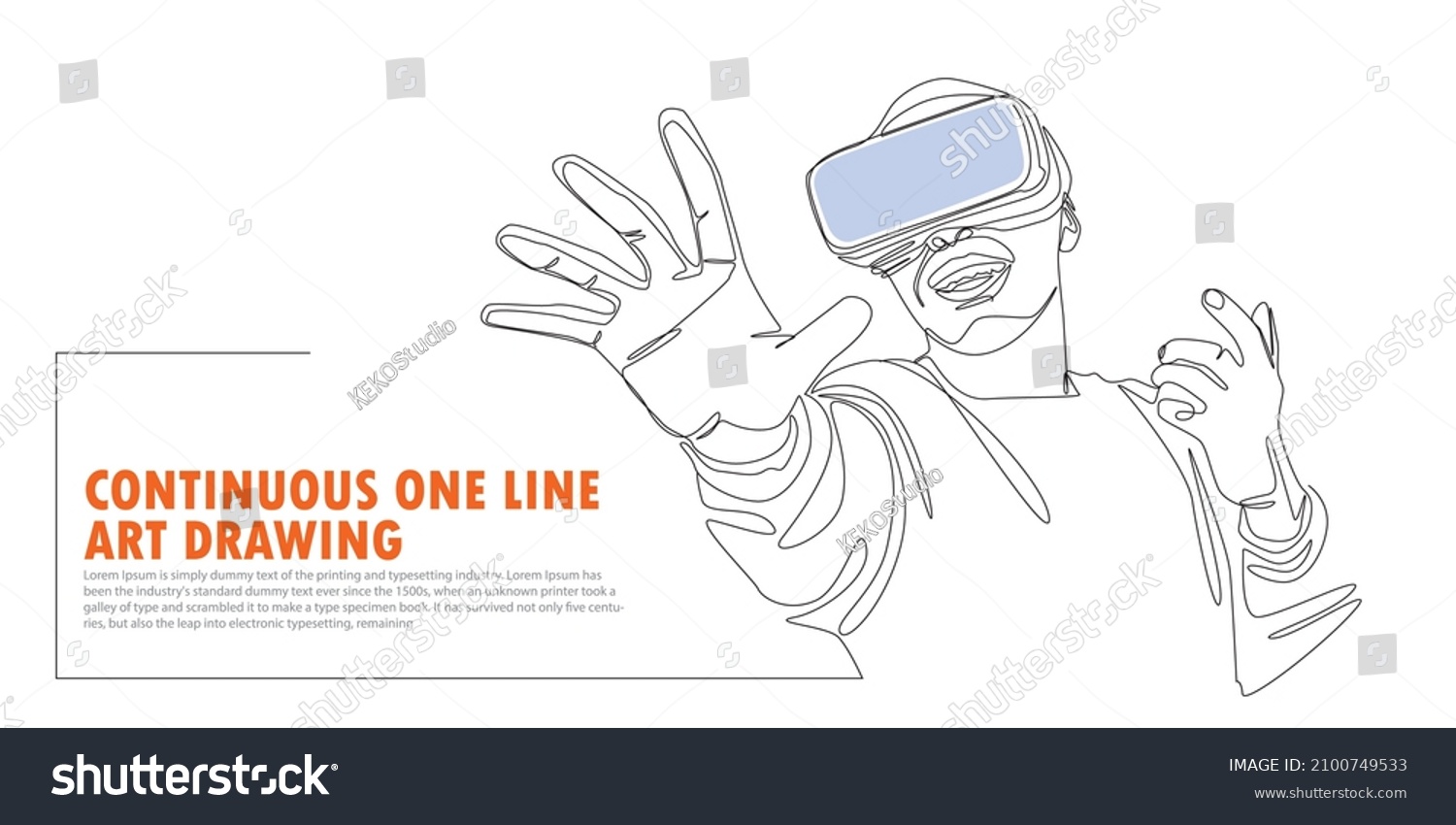 Virtual Reality Technology Continuous One Line Stock Vector (Royalty ...