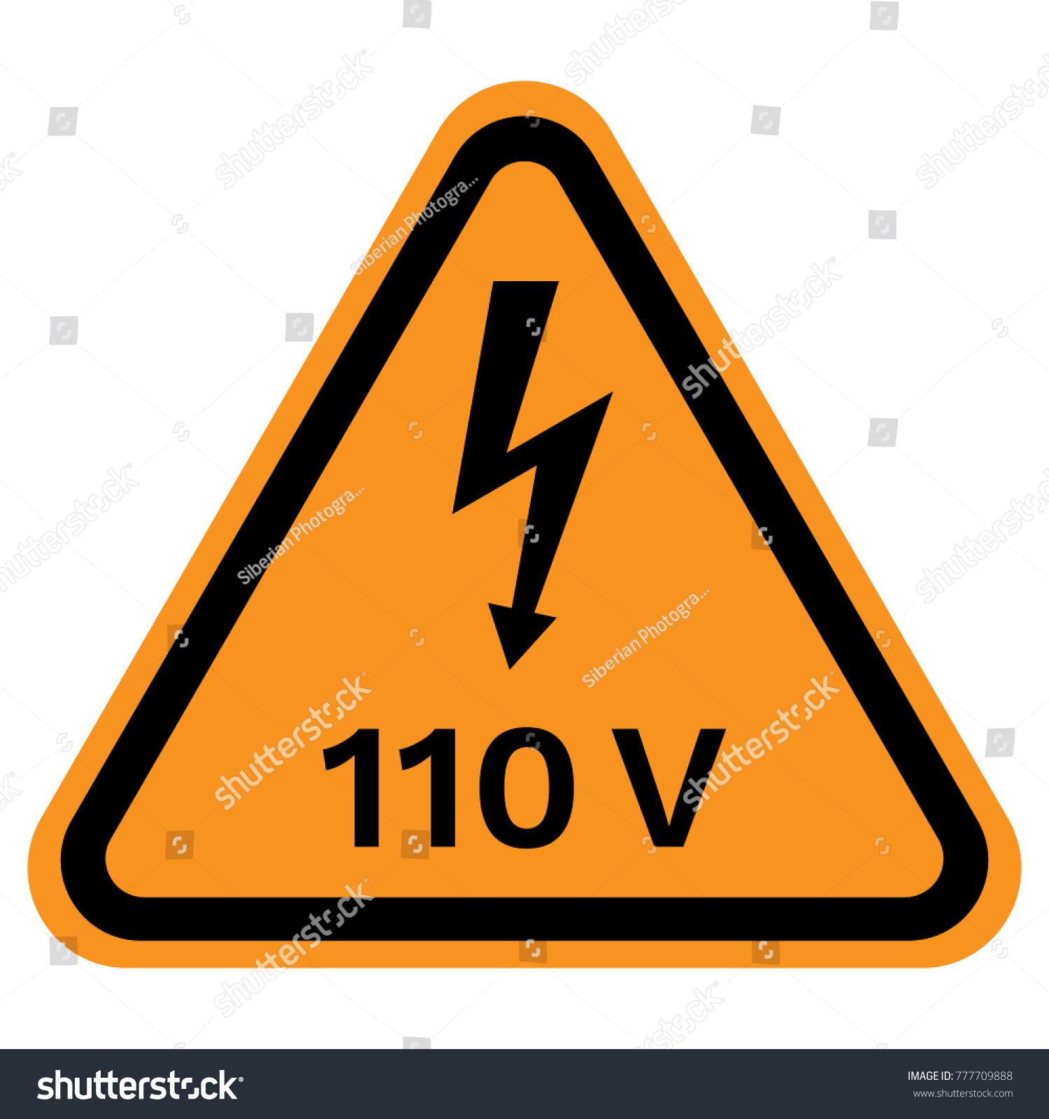 110 Volt Caution Sign Yellow Triangle Stock Vector (Royalty Free ...