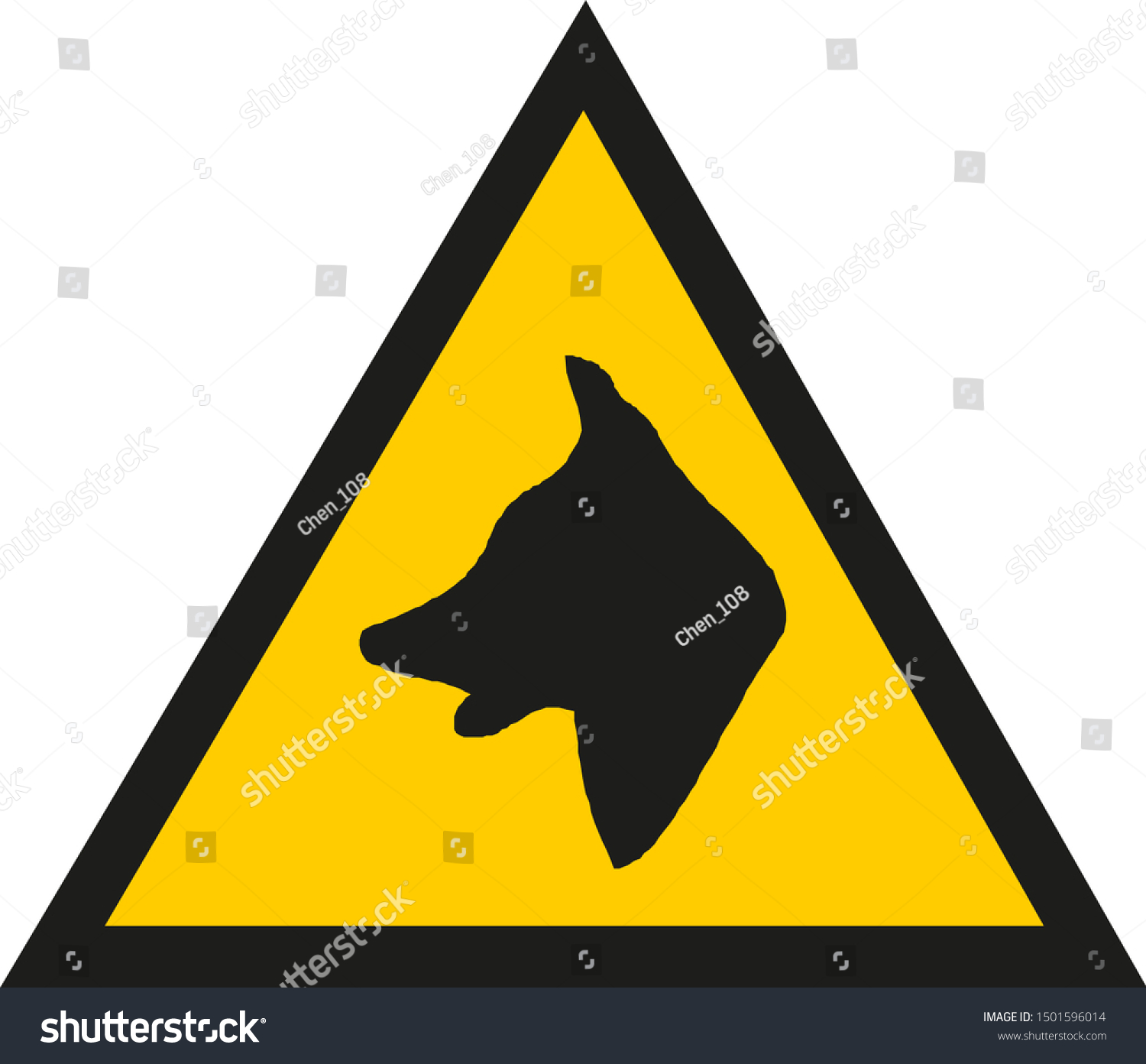 Warning Dog Sign Vector Illustration Stock Vector (Royalty Free) 1501596014