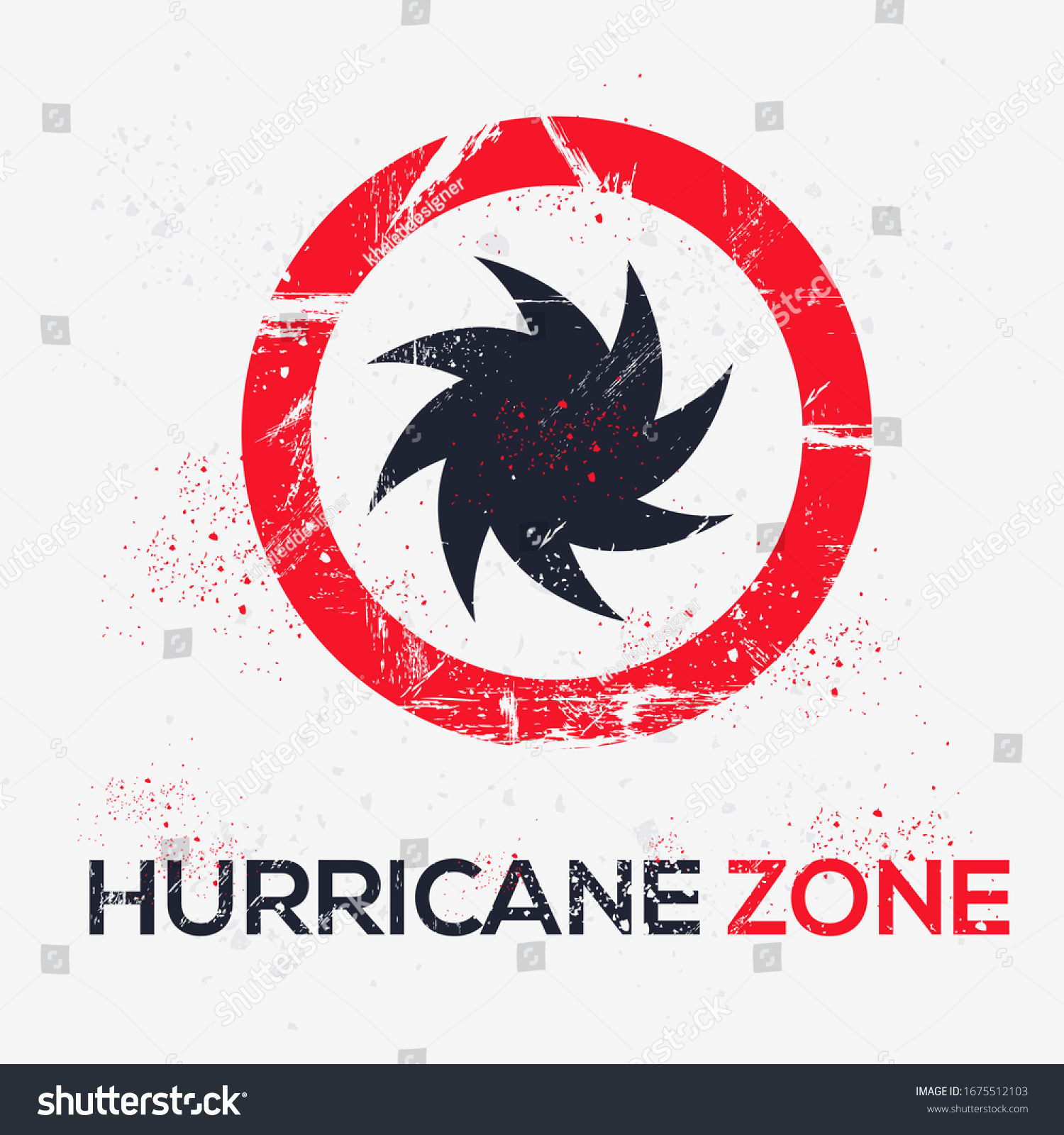 Signo de advertencia (zona huracán), ilustración: vector de stock ...