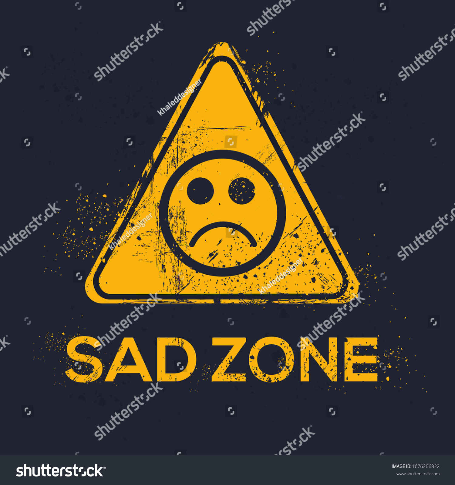 Warning Sign Sad Zone Vector Illustration Stock Vector (Royalty Free ...