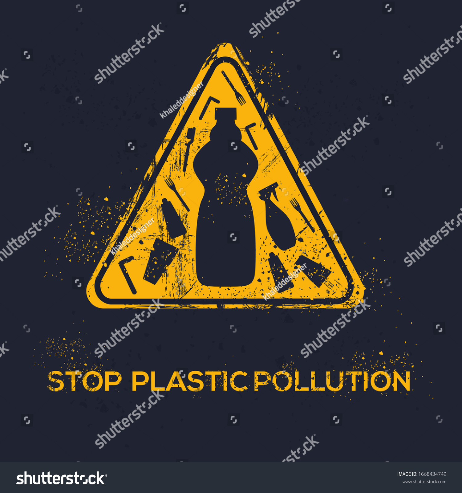 Warning Sign Stop Plastic Pollution Vector: เวกเตอร์สต็อก (ปลอดค่า ...