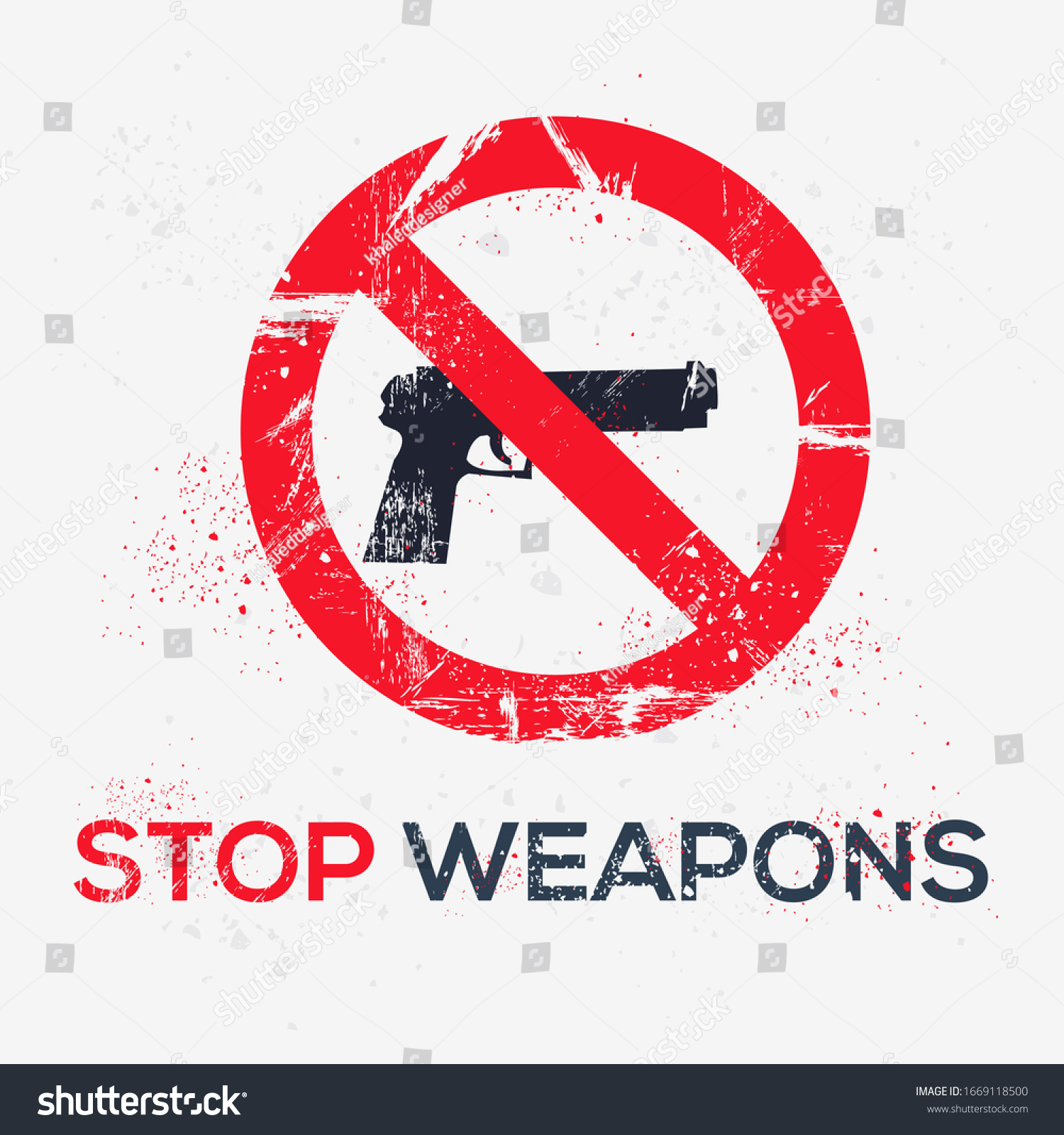 Warning Sign Stop Weapon Vector Illustration 库存矢量图（免版税）1669118500 ...