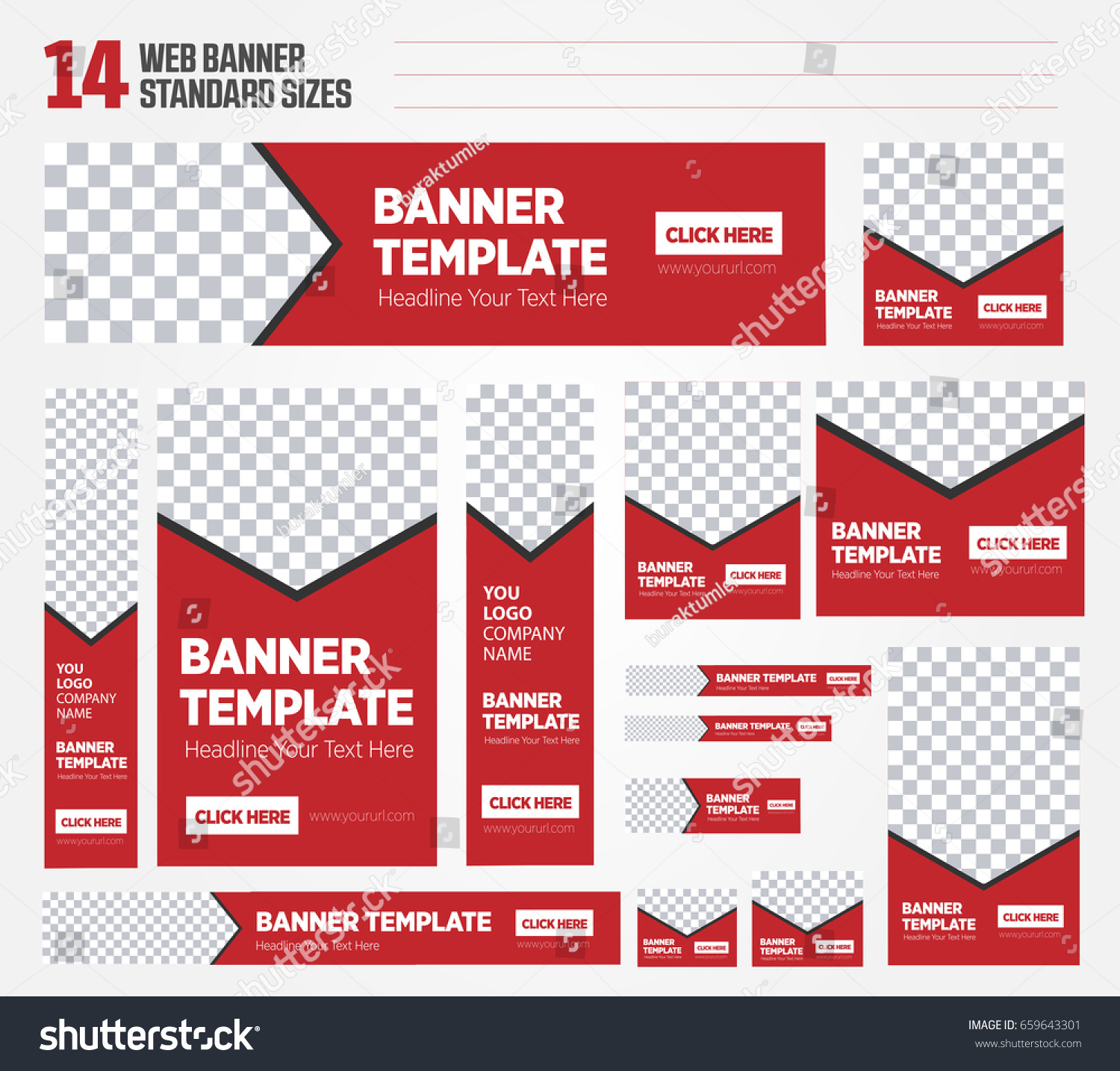 14 Web Banner Standard Size Stock Vector (Royalty Free) 659643301 ...