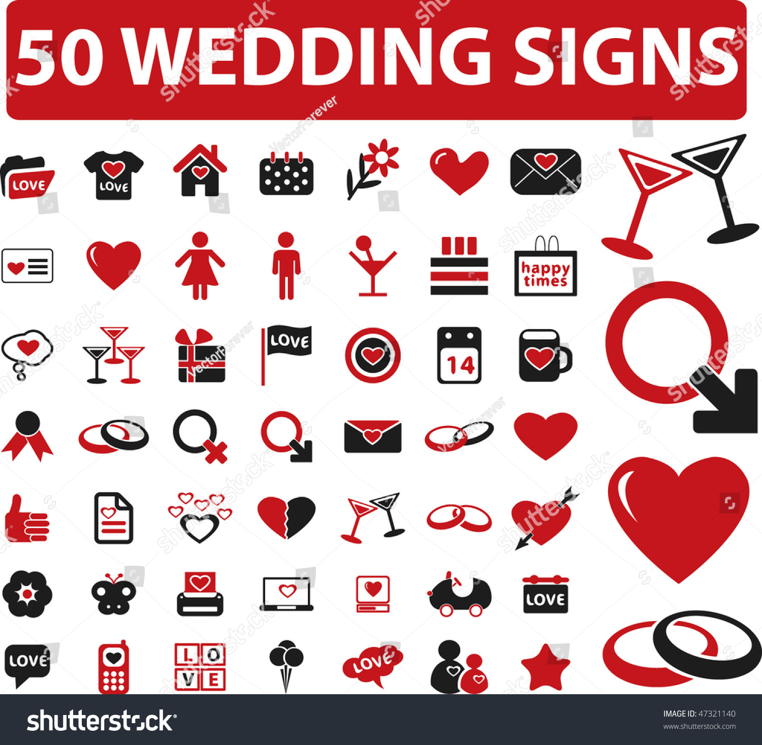 50 Wedding Signs Vector Stock Vector (Royalty Free) 47321140