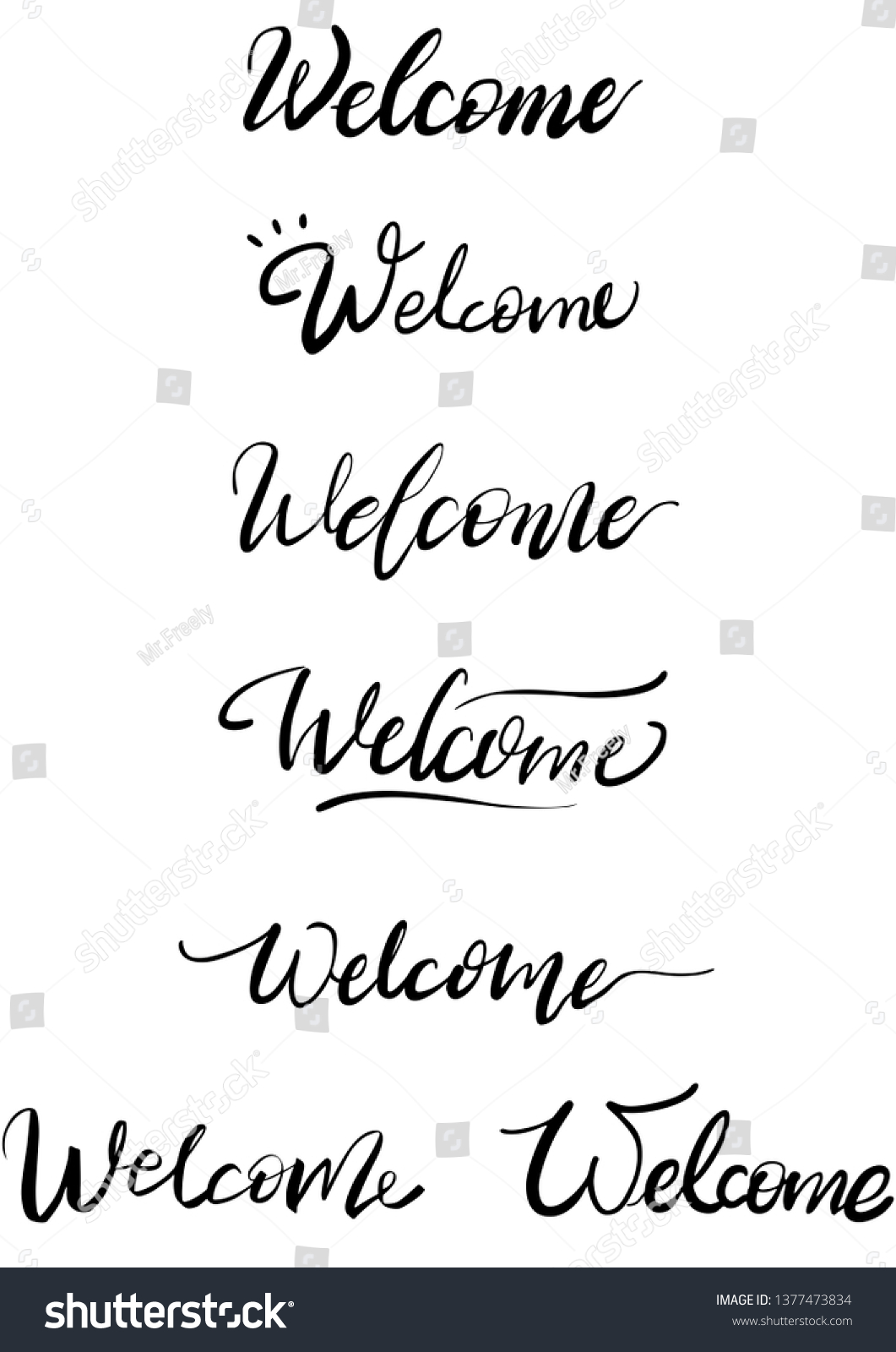 Welcome Calligraphy Lettering Type Stock Vector (Royalty Free ...
