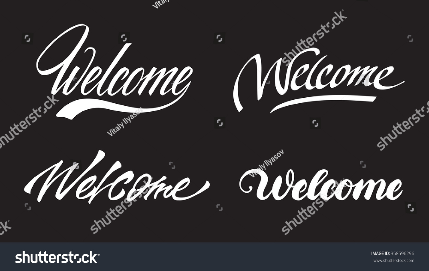 Welcome Hand Lettering Set: vector de stock (libre de regalías) 358596296