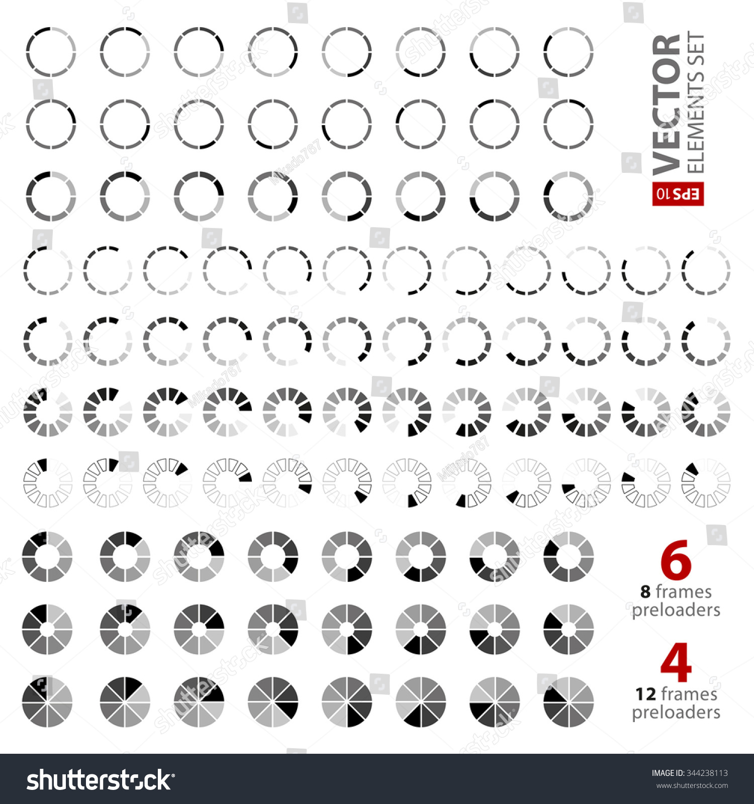 10 White Grey Loading Icons Animation: เวกเตอร์สต็อก (ปลอดค่าลิขสิทธิ์ ...