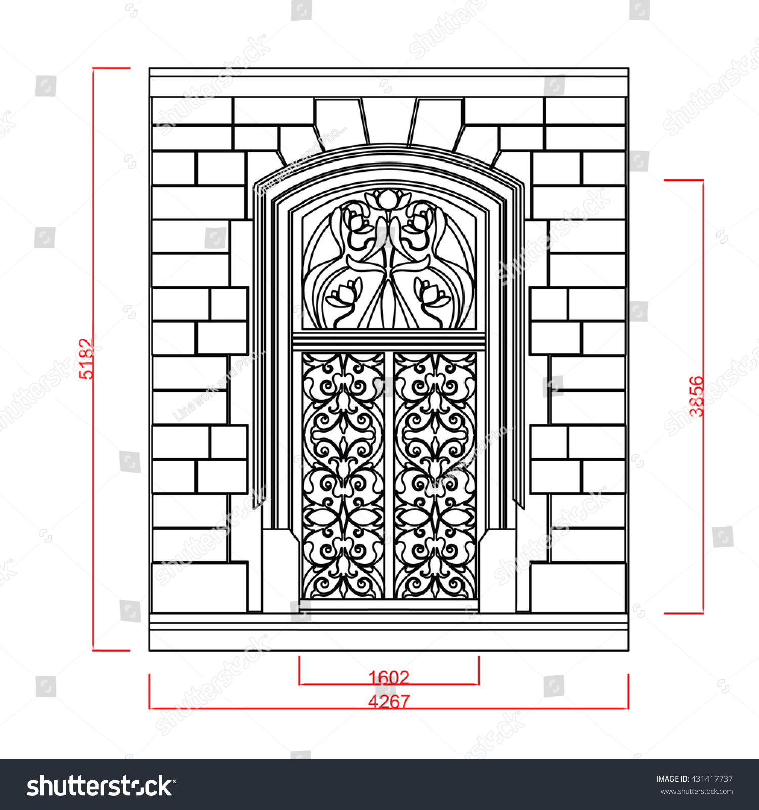 Window Vector Line Work Dimension On Stock Vector (Royalty Free ...