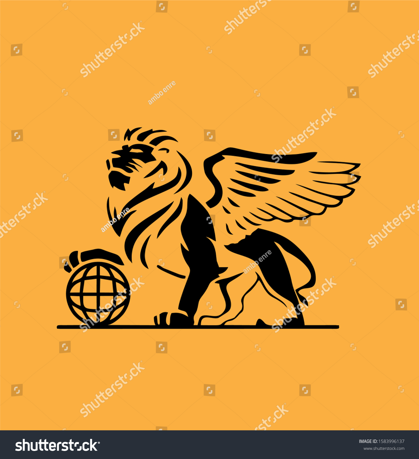 Winged Lion Logo Design Template Stock Vector (Royalty Free) 1583996137