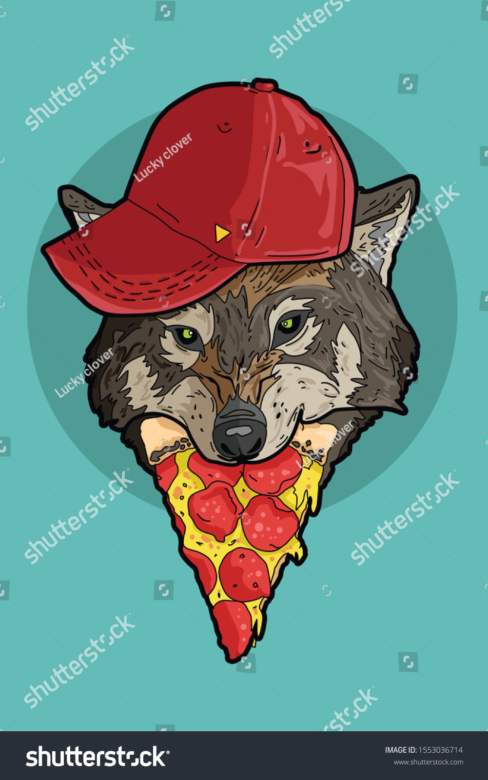 Wolf Eat Pizza Vector Illustration Stock Vector (Royalty Free ...