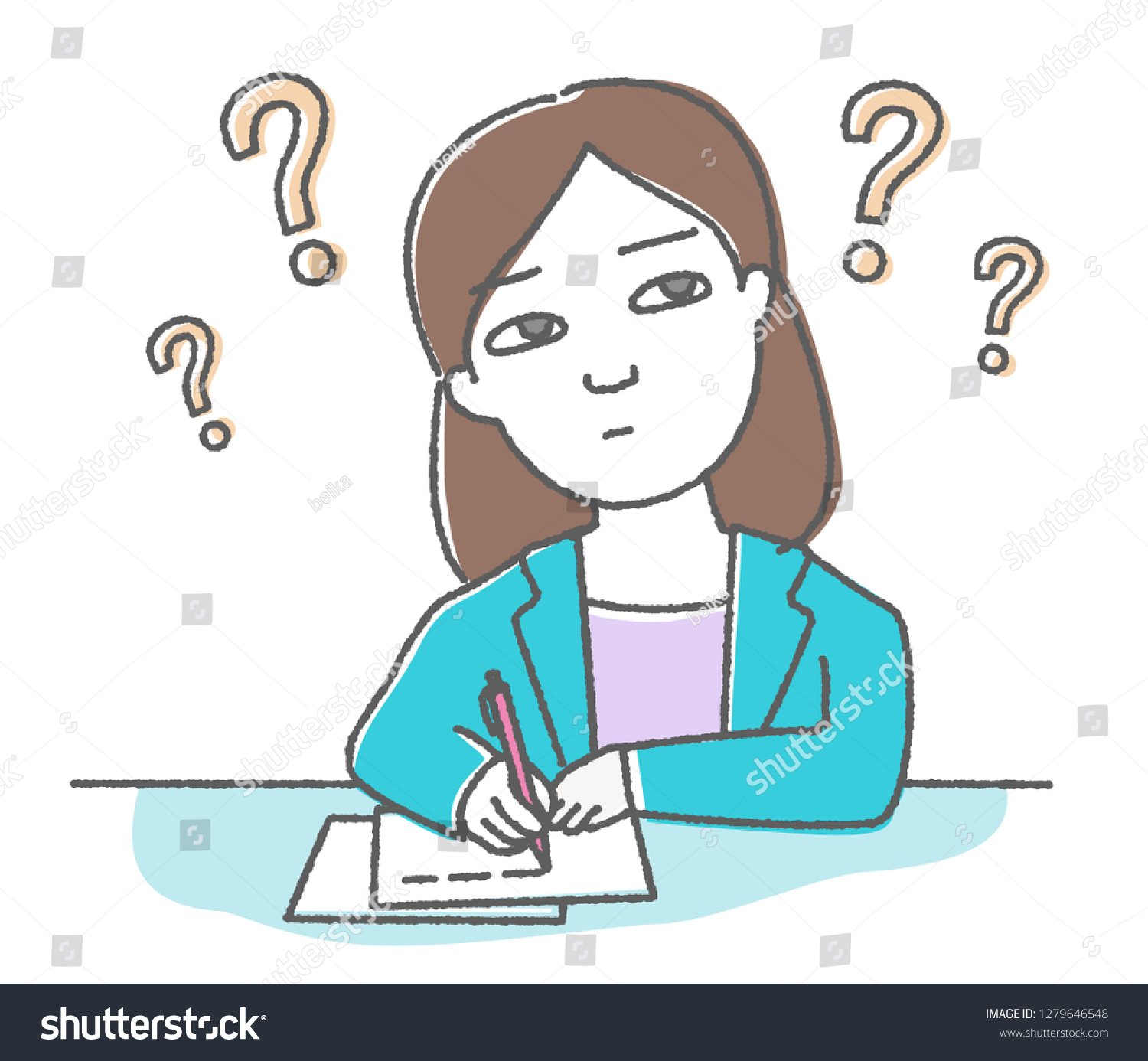 Women Who Write Documents Question Marks 스톡 벡터(로열티 프리) 1279646548 ...