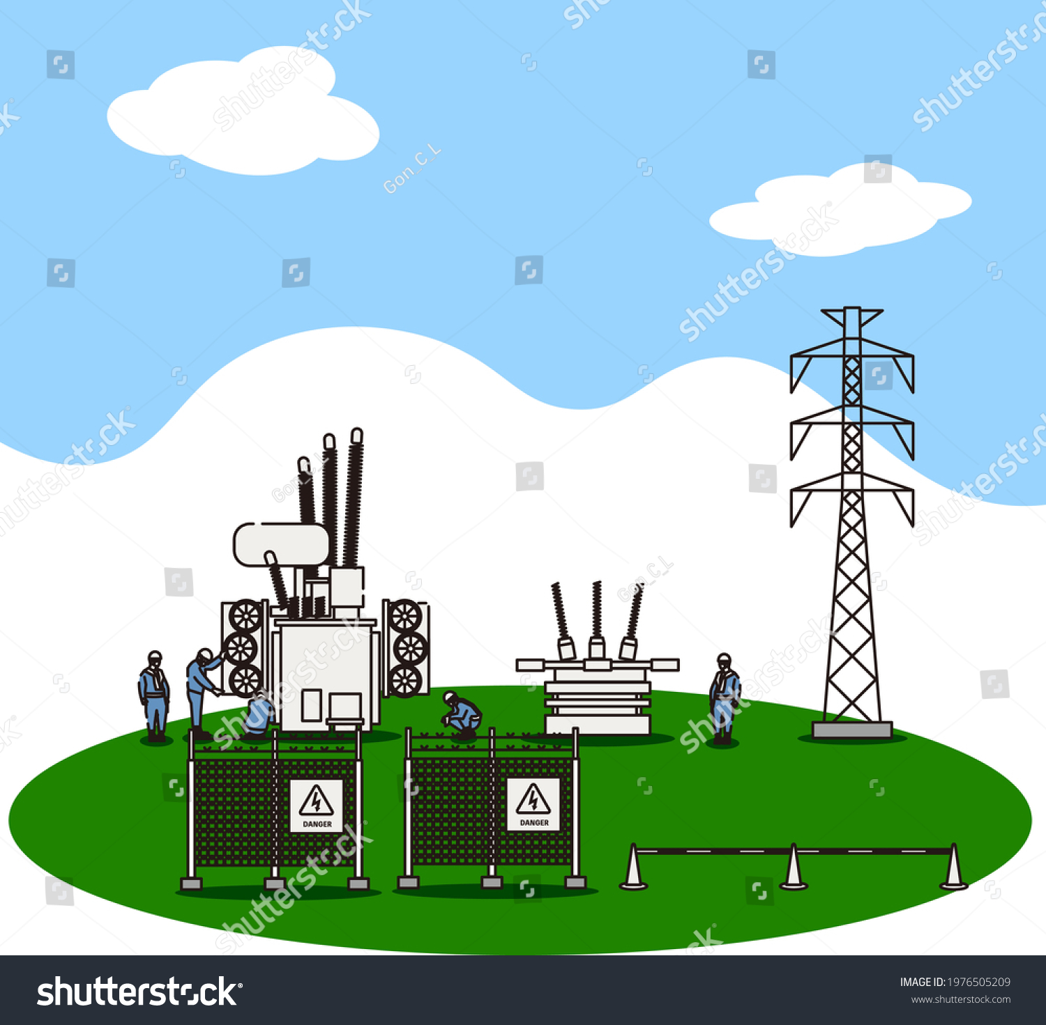 Working Workers Electrical Work Materials Stock Vector (Royalty Free ...