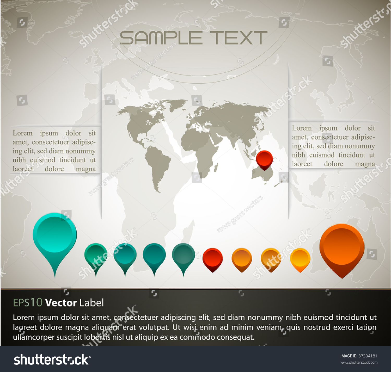 World Map Set Gps Indicator Button : image vectorielle de stock (libre ...