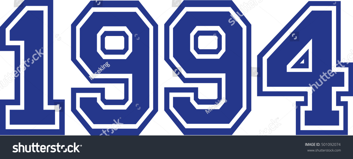 1994 Year College Font 스톡 벡터(로열티 프리) 501092074 | Shutterstock