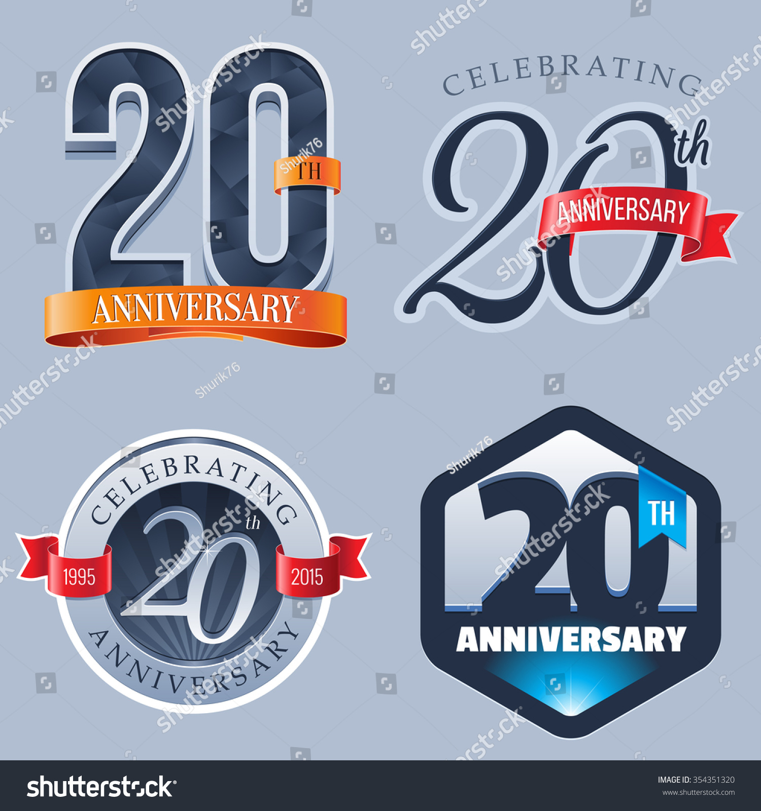 20 Years Anniversary Logo Stock Vector (Royalty Free) 354351320