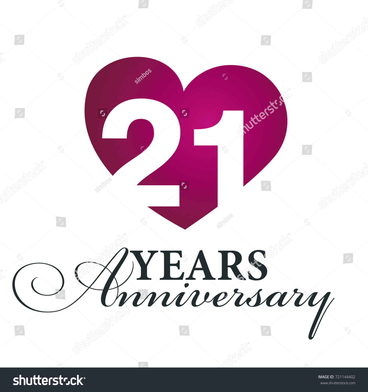21 Years Anniversary White Background Stock Vector (Royalty Free) 721144402