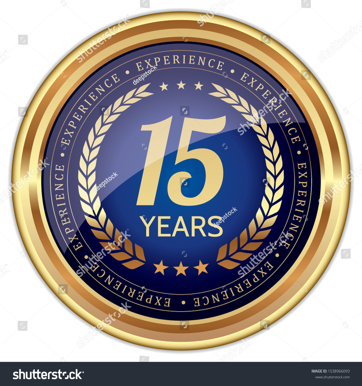 15 Years Experience Vector Golden Badge Stock Vector (Royalty Free ...