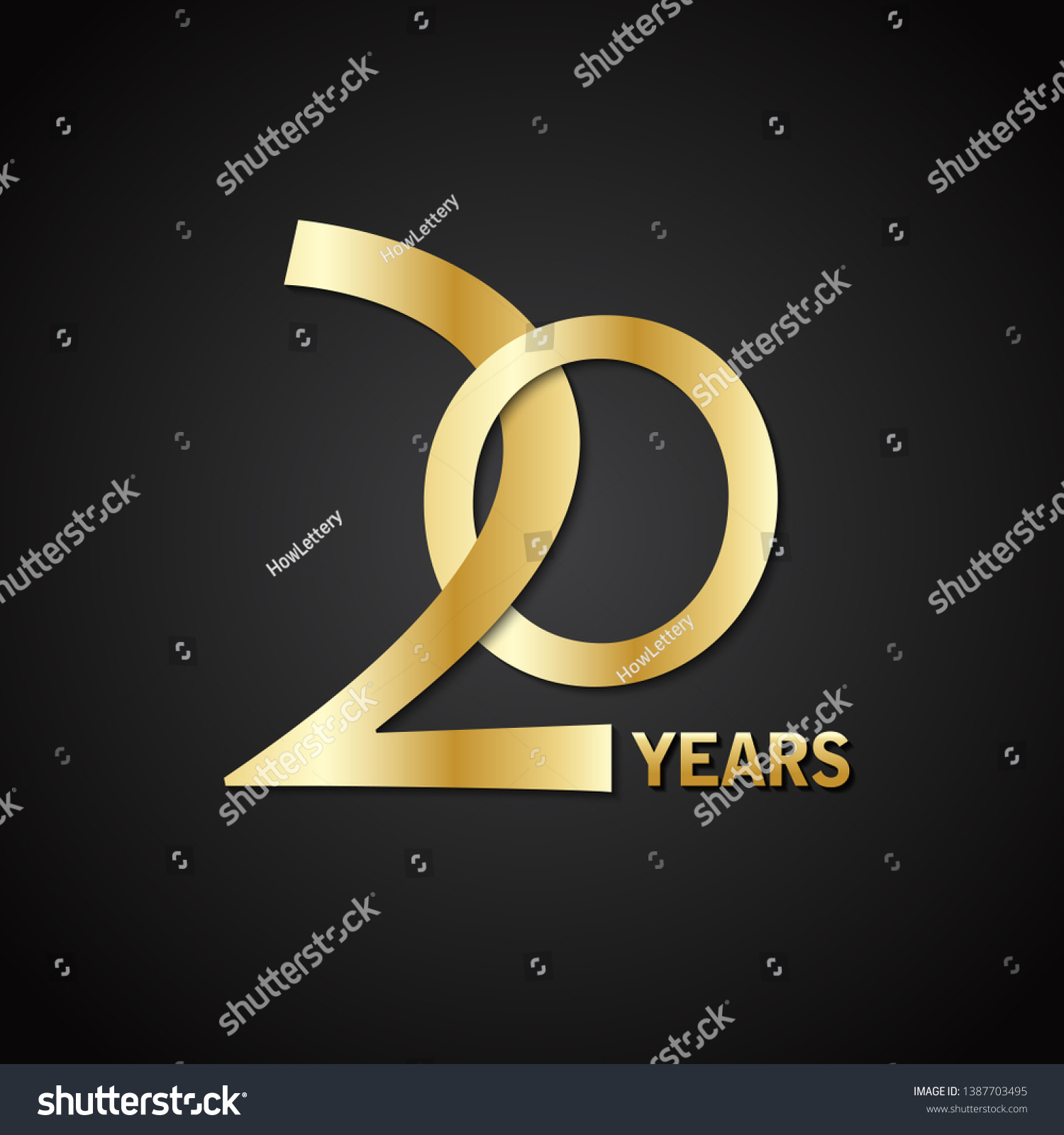 20 Years Gold Vector Interlocking Icon Stock Vector (Royalty Free ...