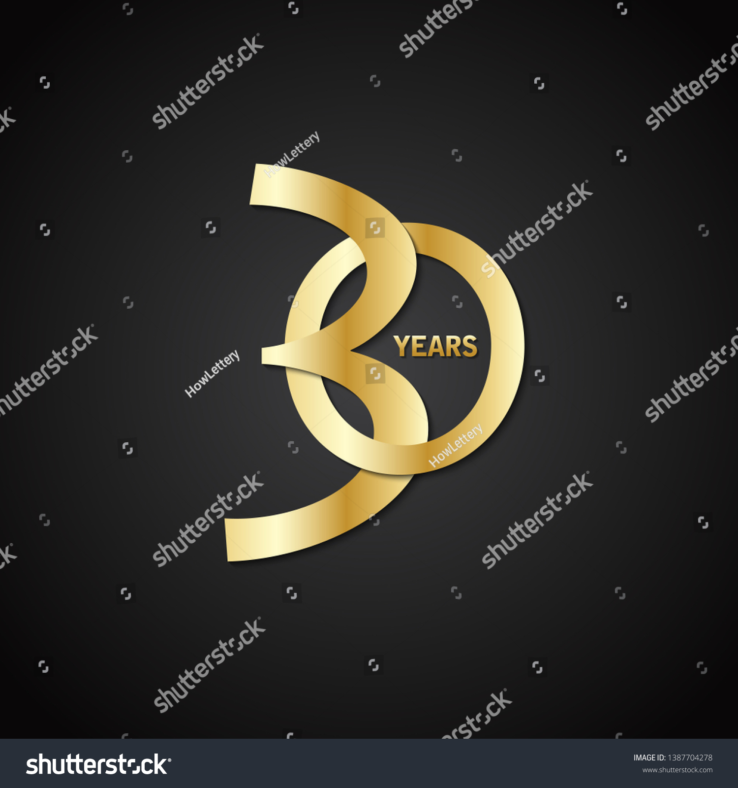 30 Years Gold Vector Interlocking Icon Stock Vector (Royalty Free ...