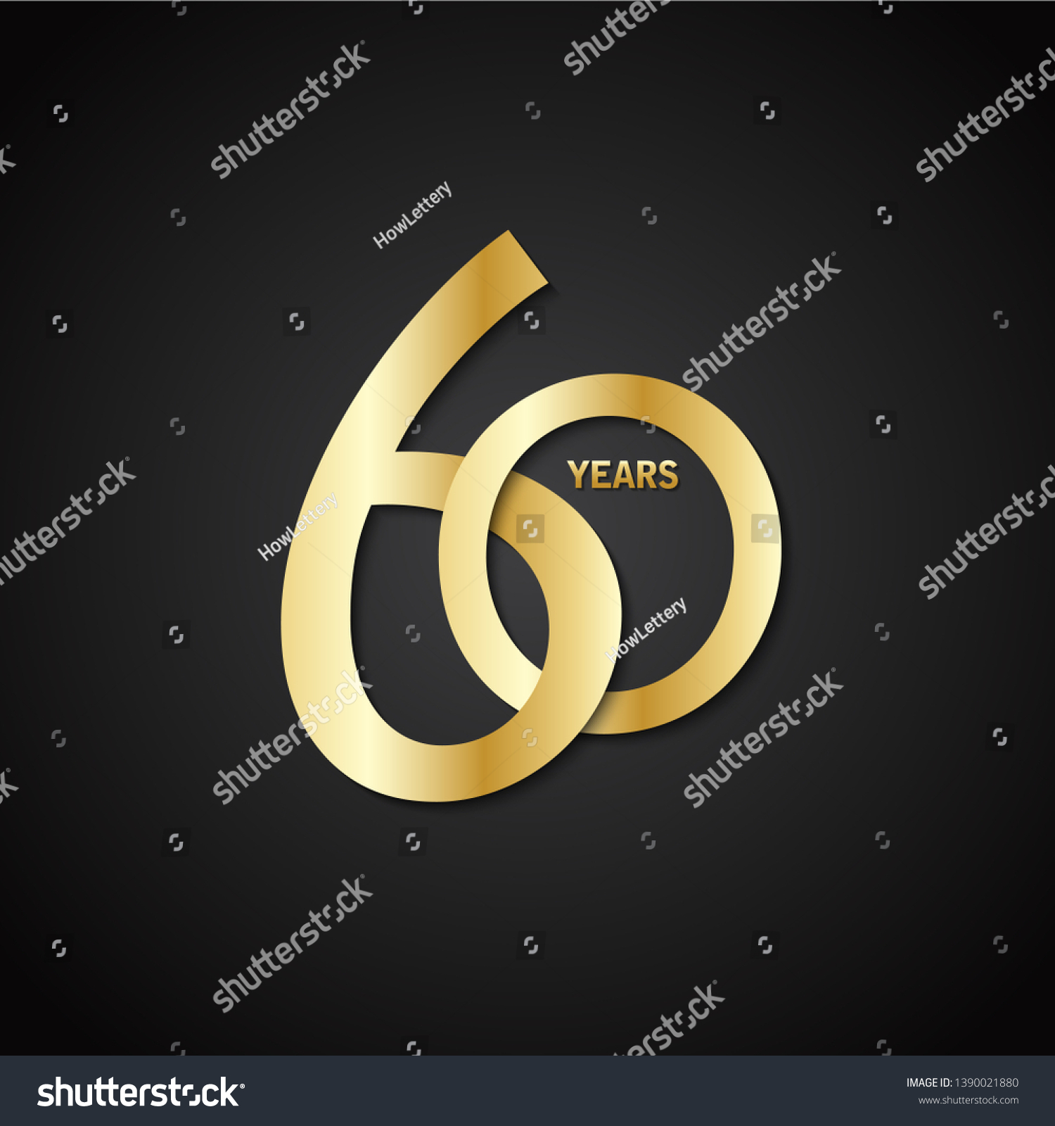 60 Years Gold Vector Interlocking Icon: vector de stock (libre de ...