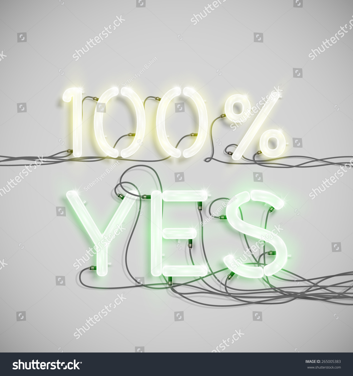 100 Yes Made By Neon Font: เวกเตอร์สต็อก (ปลอดค่าลิขสิทธิ์) 265005383 ...