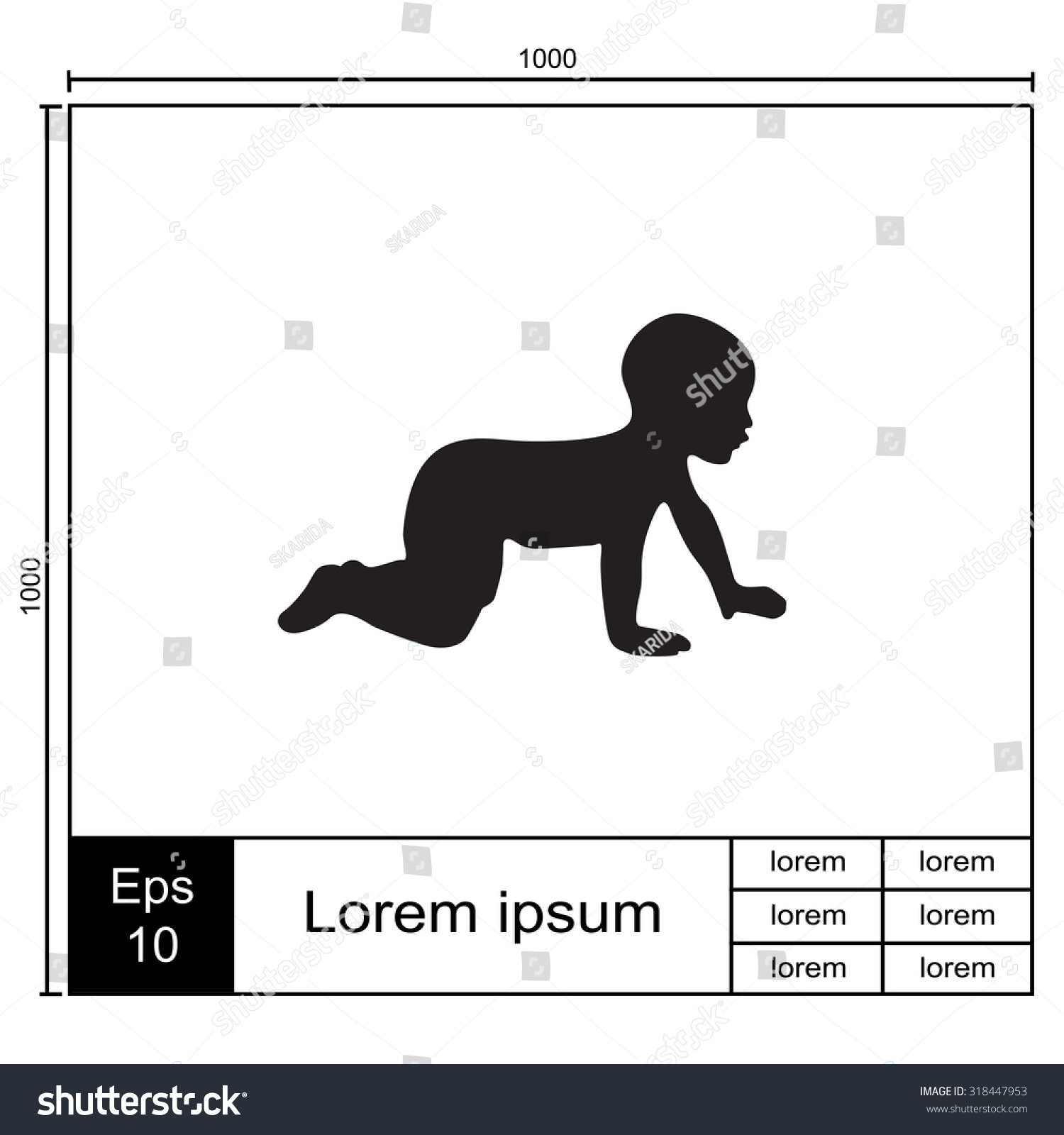 Baby Crawling Silhouette Vector Stock Vector (Royalty Free) 318447953 ...