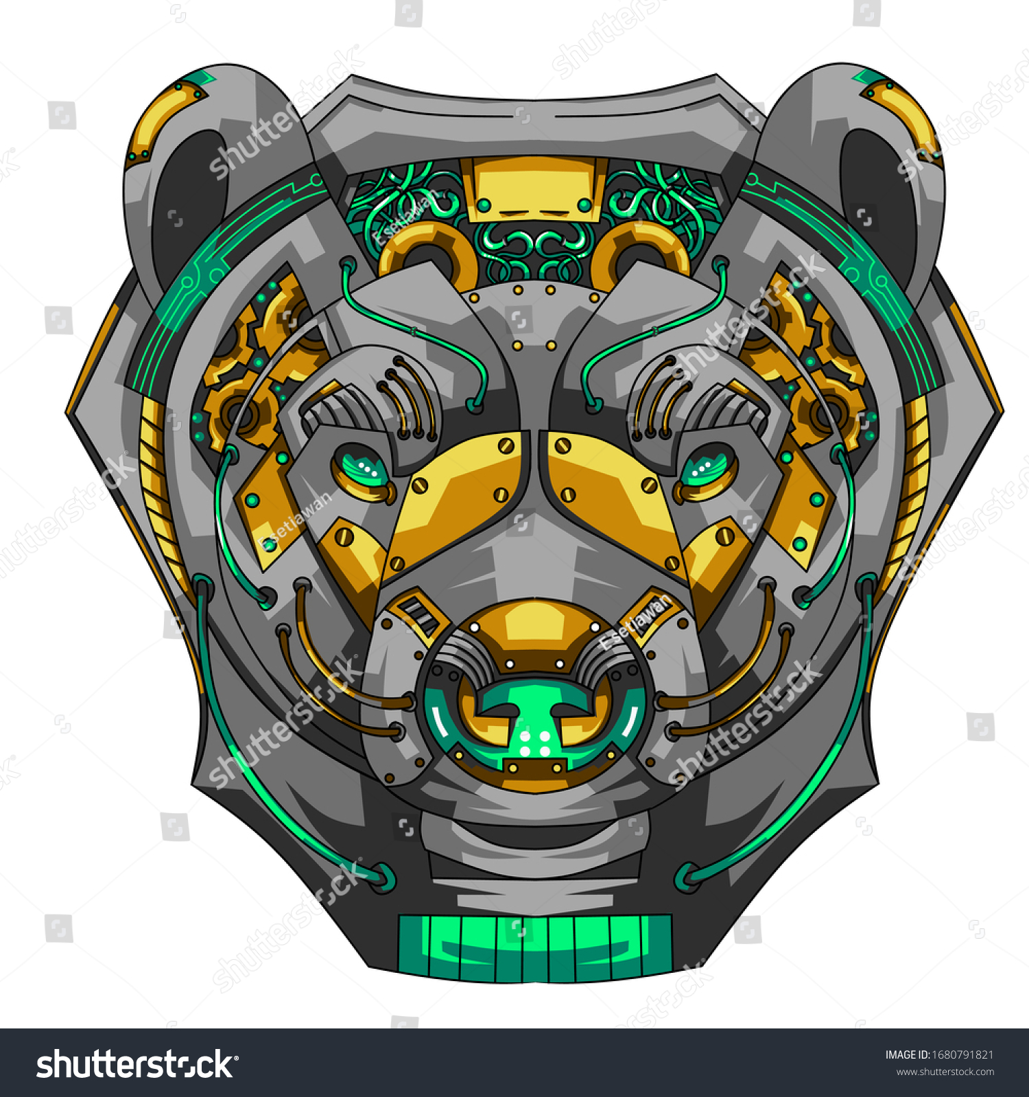 Bear Cyborg Style Stock Vector (Royalty Free) 1680791821