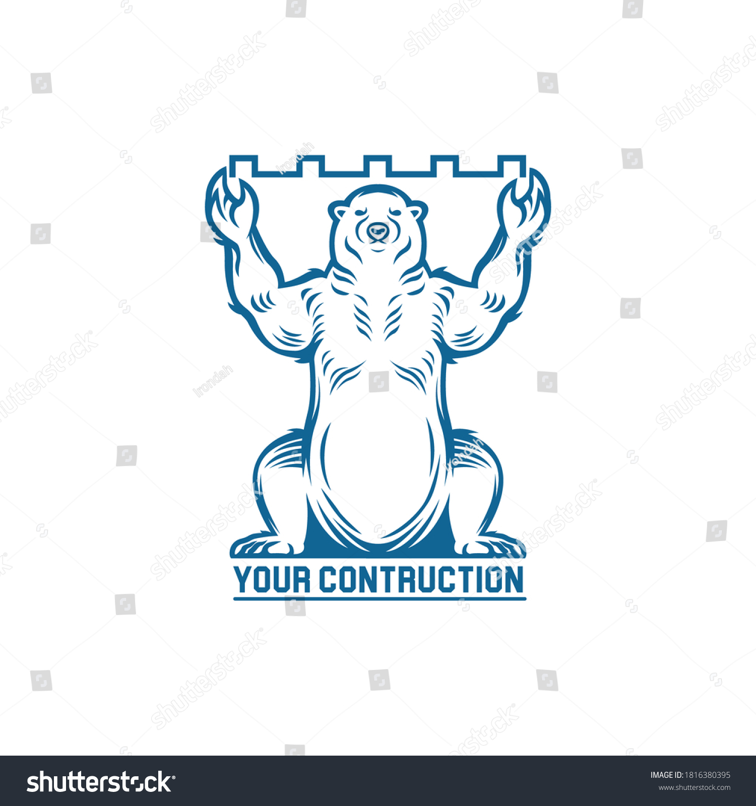 Bear Shouldered Building Construction Construction Logo Stock Vector ...