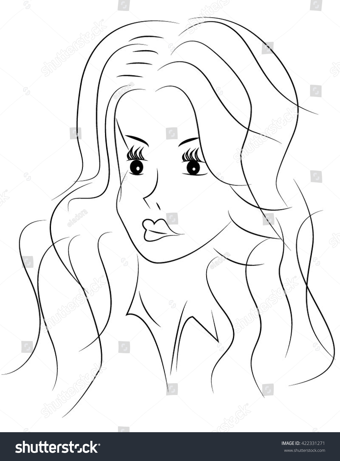Beautiful Lady Portrait Drawing Vector: vector de stock (libre de ...