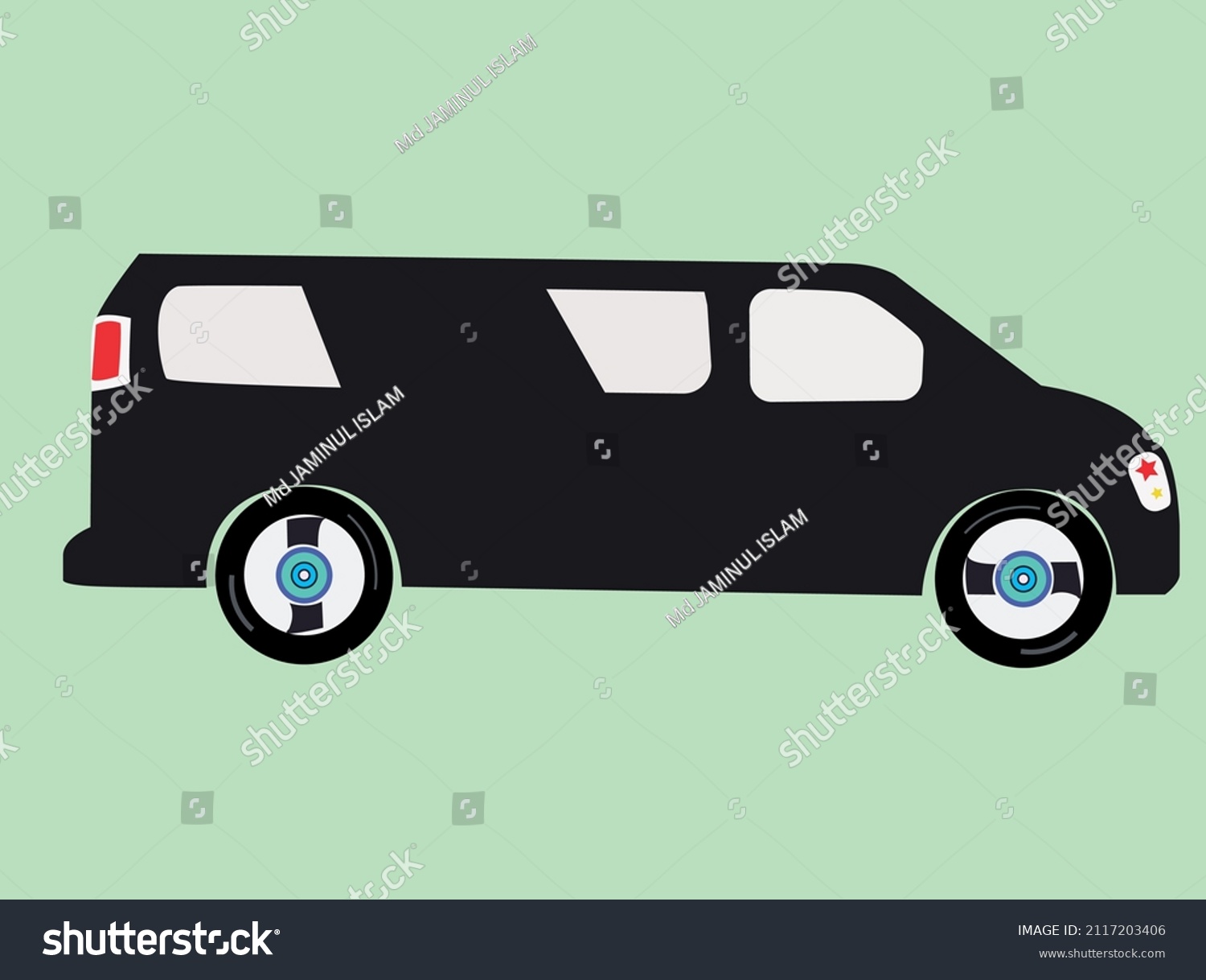 Black White Micro Bus Stock Vector (Royalty Free) 2117203406