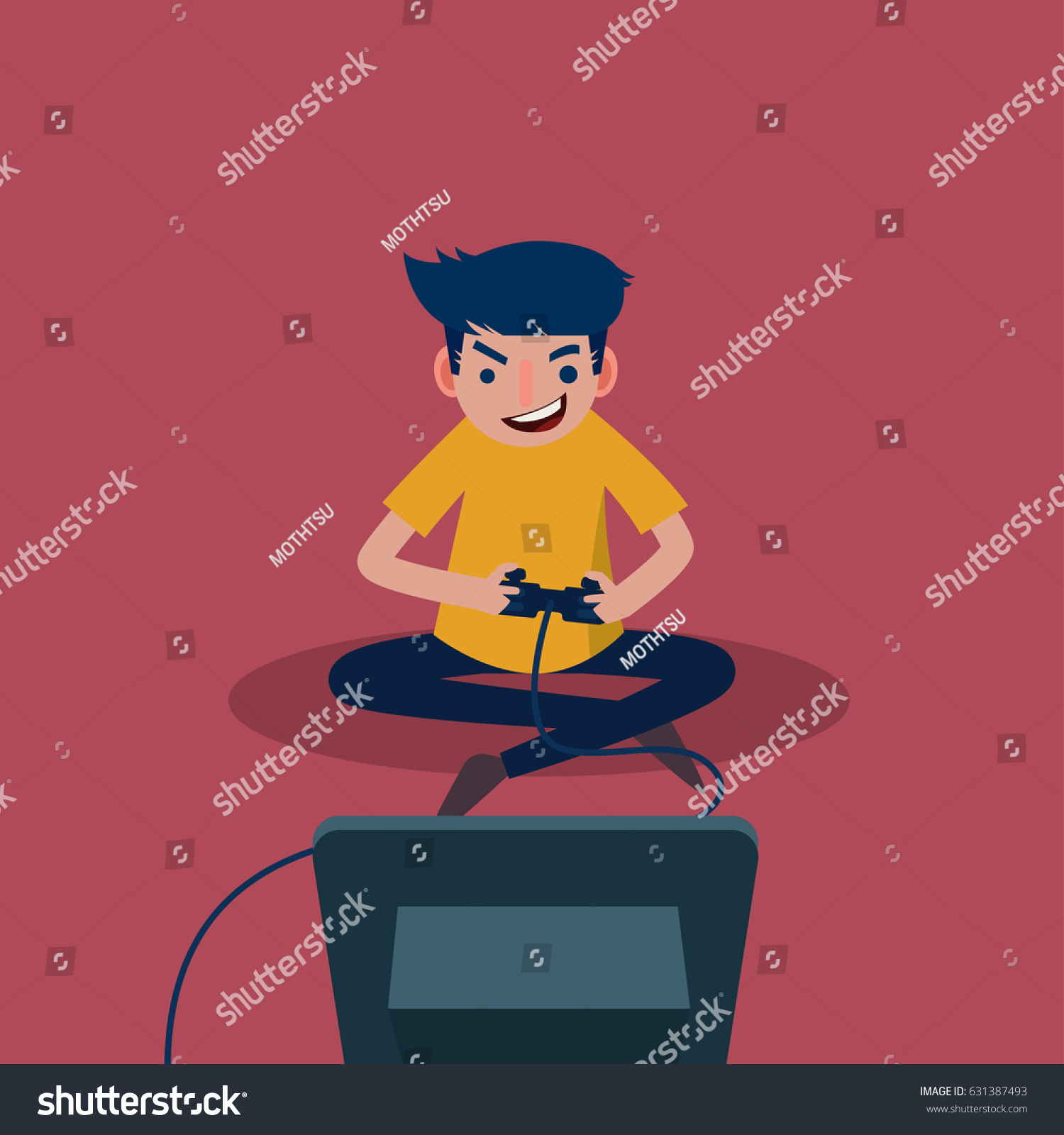 Boy Gamer Controller Boy Playing Computer: เวกเตอร์สต็อก (ปลอดค่า ...