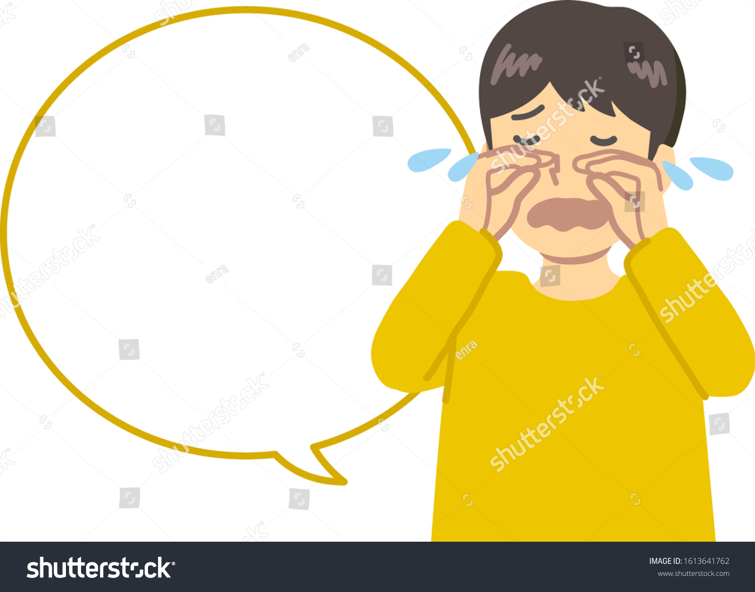Boy Yellow Clothes Crying Stock Vector (Royalty Free) 1613641762