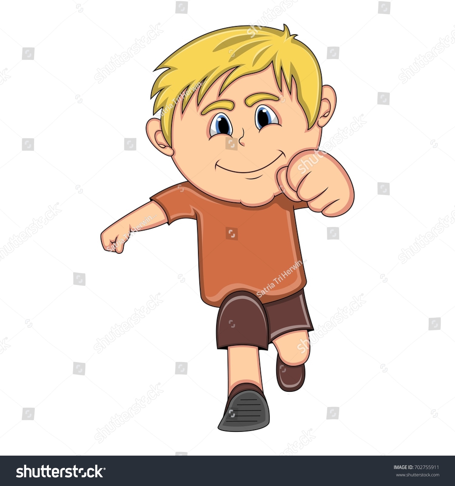 Boy Running Cartoon Vector Illustration 스톡 벡터(로열티 프리) 702755911 ...