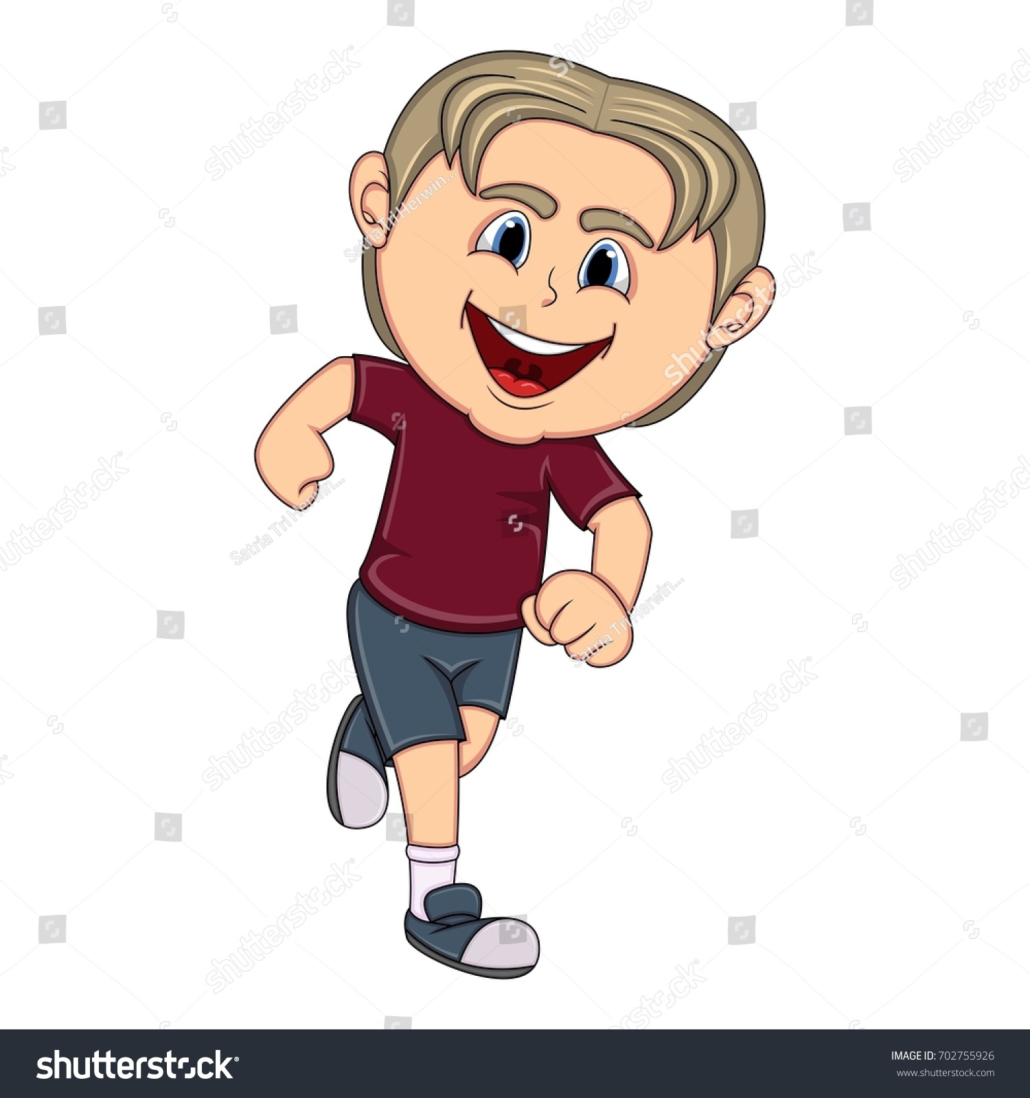 Boy Running Cartoon Vector Illustration: เวกเตอร์สต็อก (ปลอดค่า ...