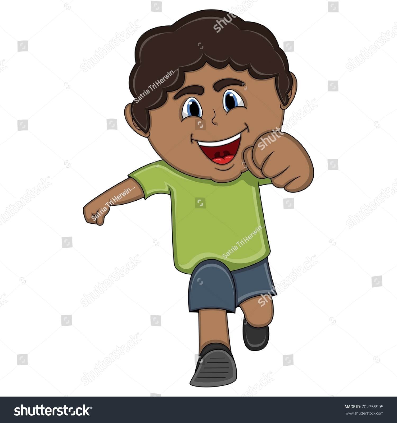 Vektor Stok Boy Running Cartoon Vector Illustration (Tanpa Royalti ...