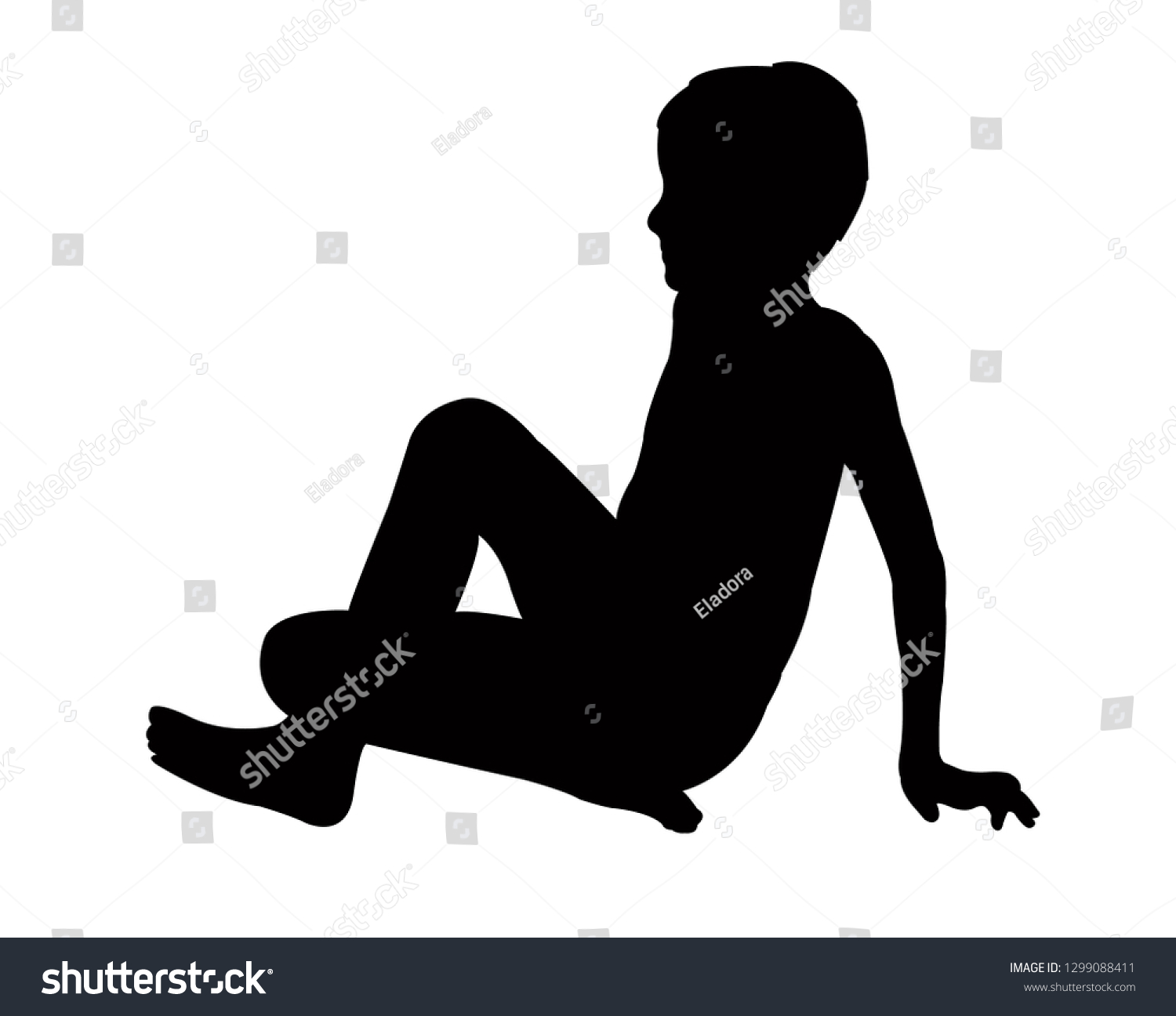 Boy Sitting Silhouette Vector: vector de stock (libre de regalías ...