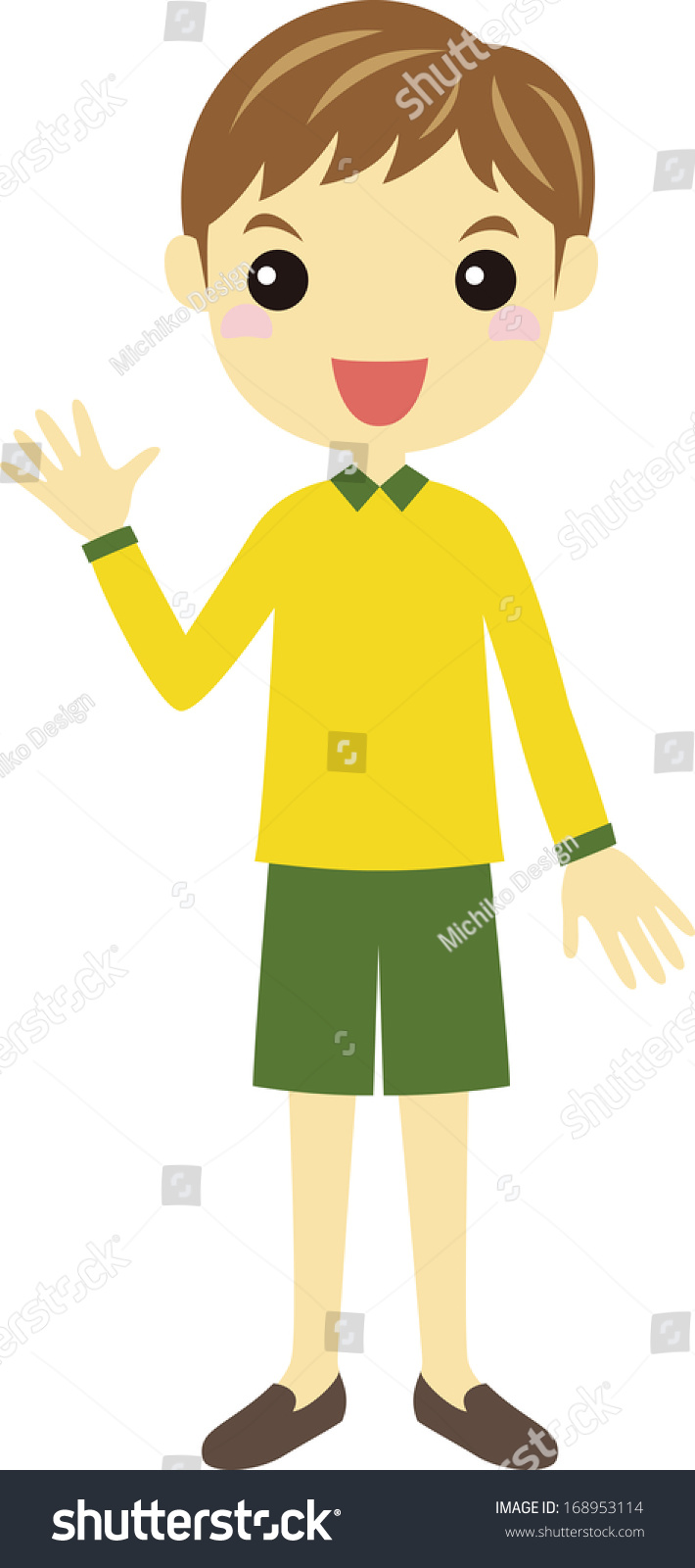 Boy Waving Vector Illustration Stock Vector (Royalty Free) 168953114