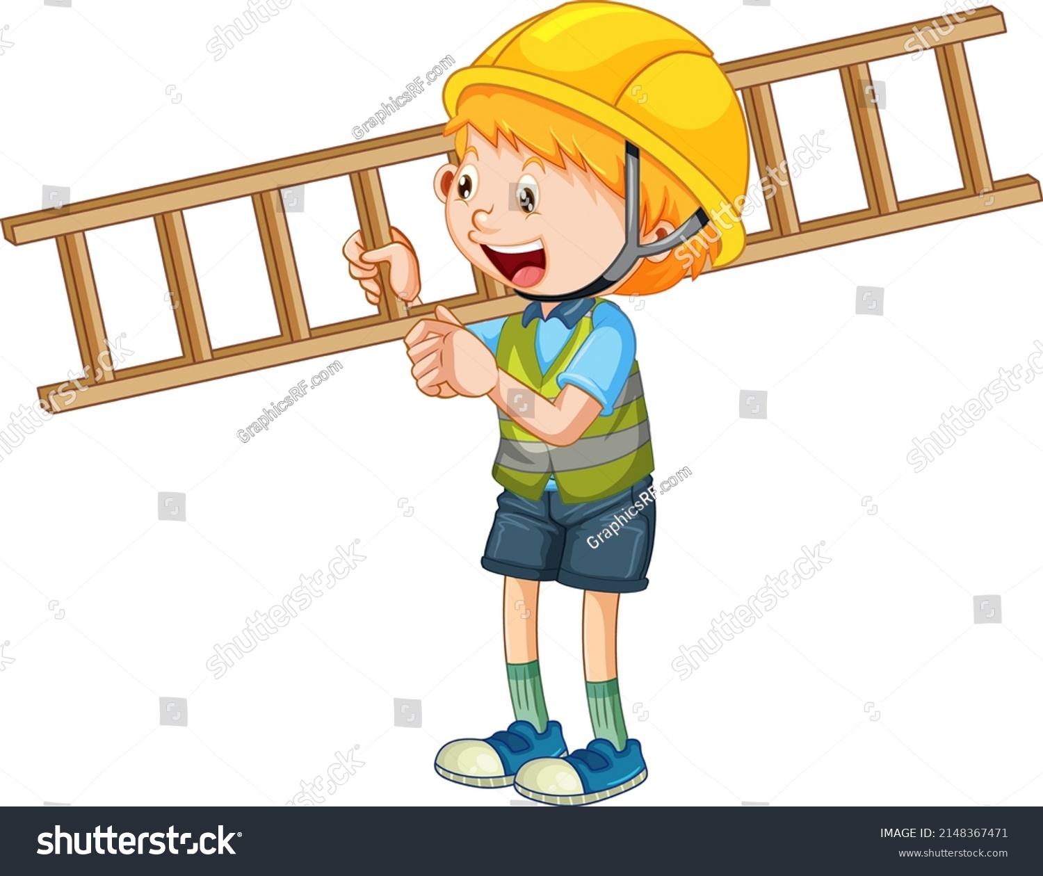 Boy Wearing Construction Worker Illustration Stock Vector (Royalty Free ...