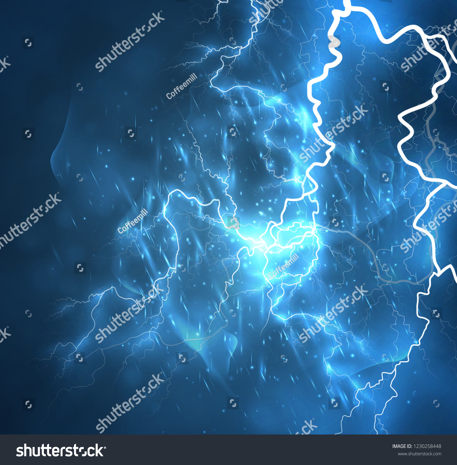 Bright Lightning Dark Sky Vector Image Stock Vector (Royalty Free ...