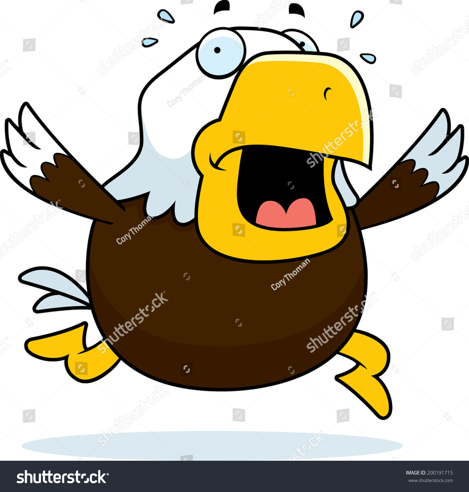 Cartoon Bald Eagle Running Panic: เวกเตอร์สต็อก (ปลอดค่าลิขสิทธิ์ ...