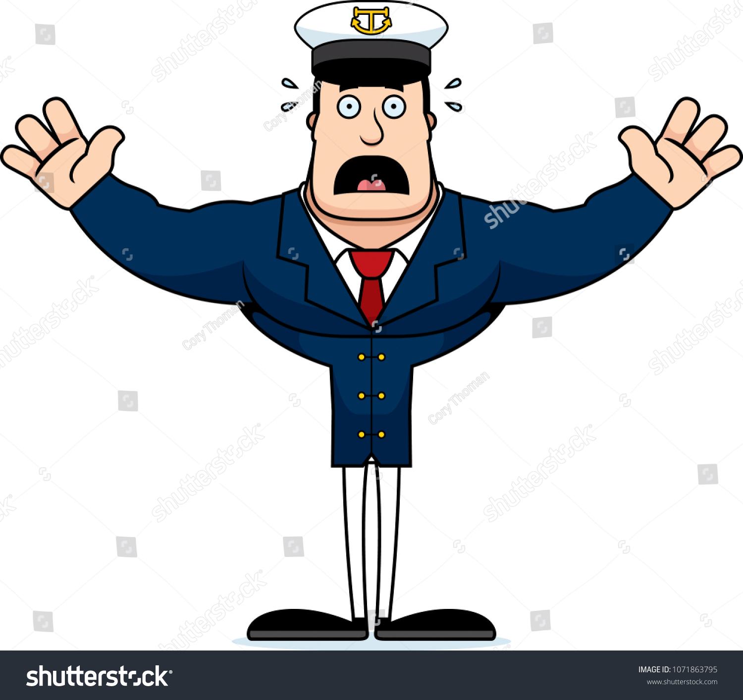 Cartoon Boat Captain Looking Scared Stock Vector (Royalty Free) 1071863795