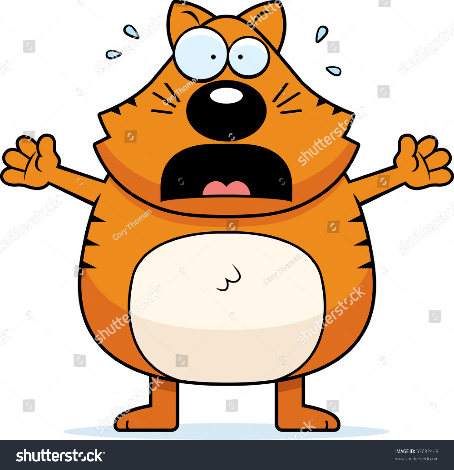 A Cartoon Cat With A Scared Expression. Stock Vector 53682448 ...