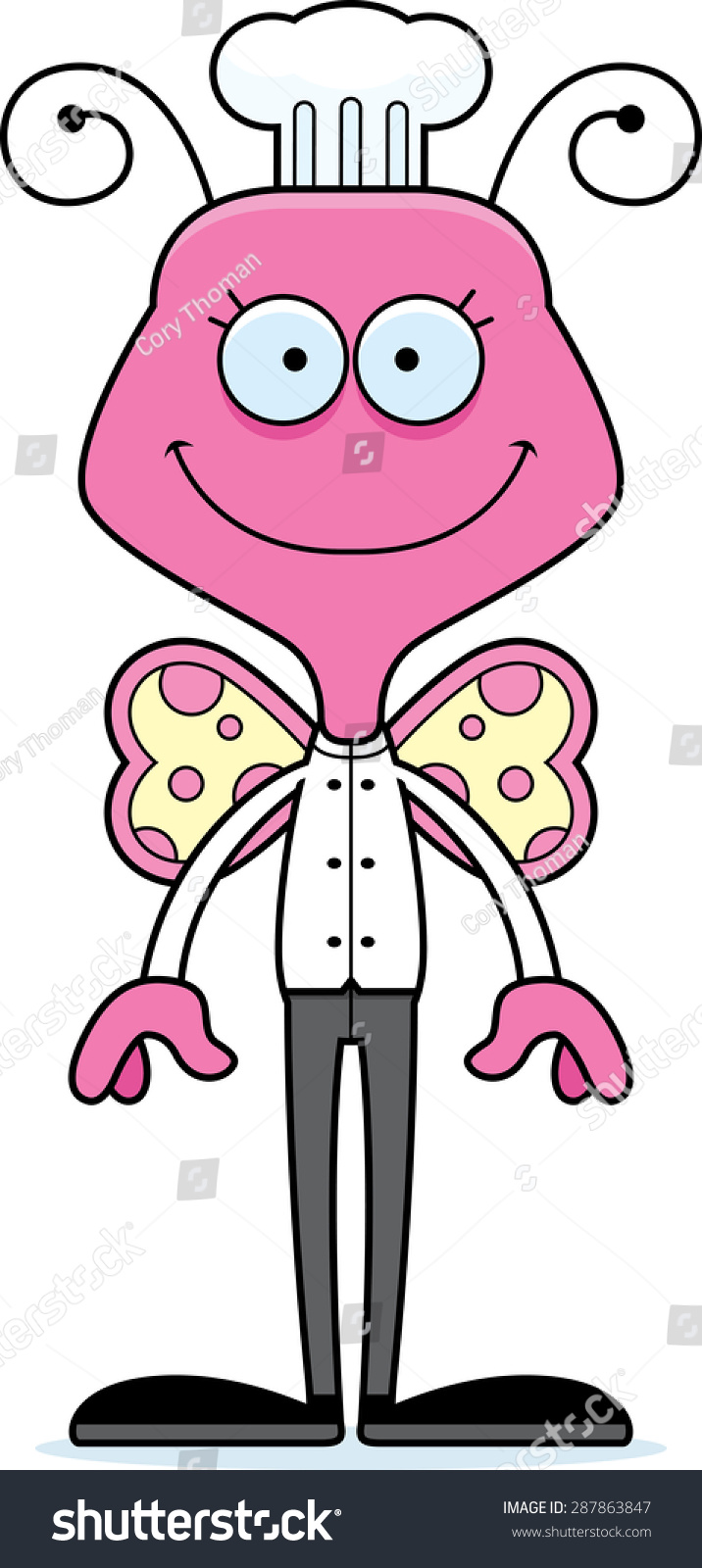 Cartoon Chef Butterfly Smiling Stock Vector (Royalty Free) 287863847