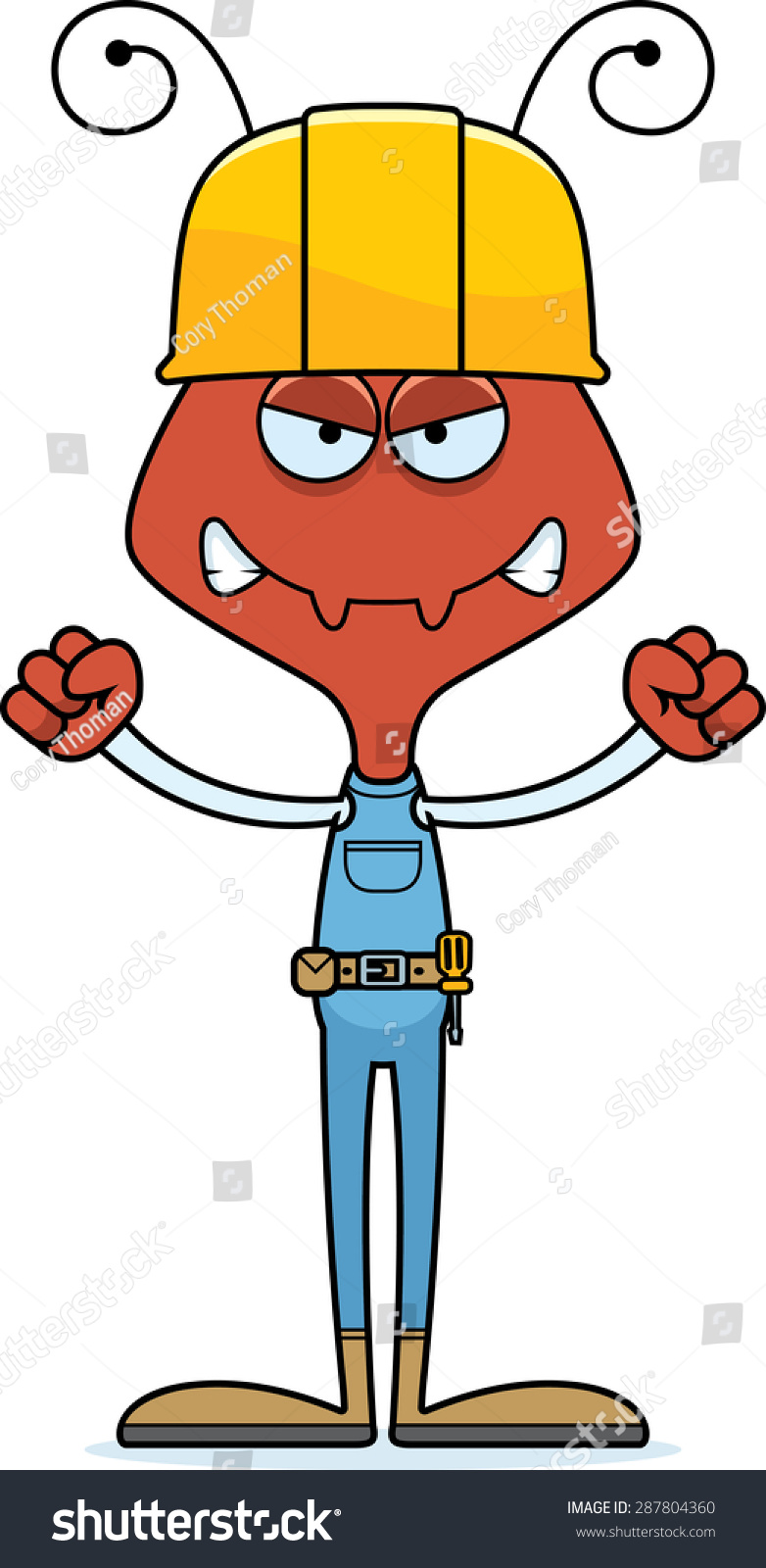 Cartoon Construction Worker Ant Looking Angry: เวกเตอร์สต็อก (ปลอดค่า ...