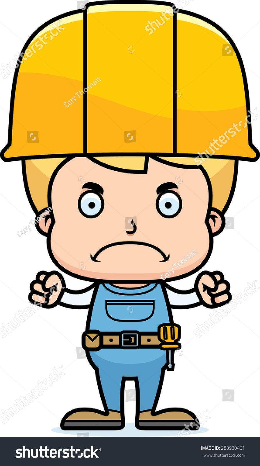 Cartoon Construction Worker Boy Looking Angry Stock Vector (Royalty ...