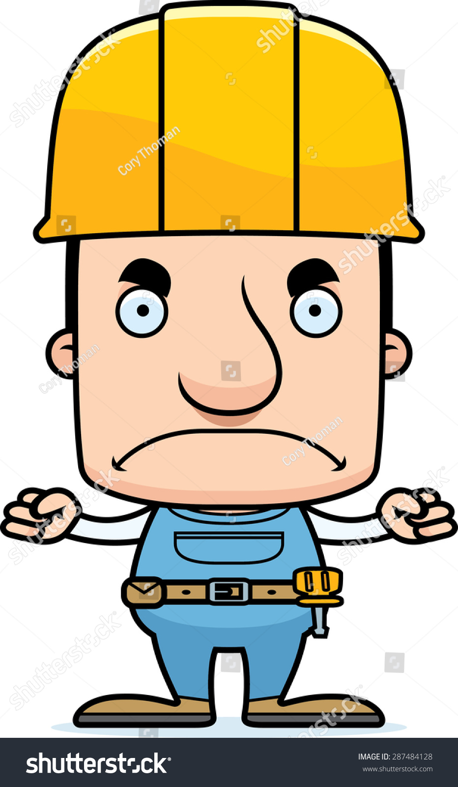 Cartoon Construction Worker Man Looking Angry Stock Vector (Royalty ...