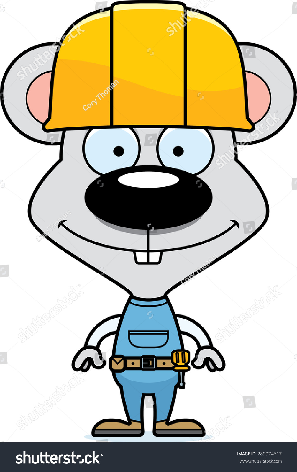 Cartoon Construction Worker Mouse Smiling Stock Vector (Royalty Free ...
